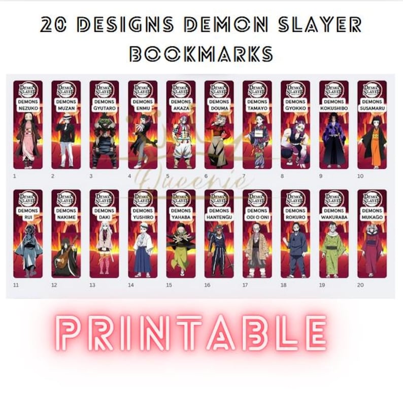 Printable Demon Slayer Bookmarks I Digital Demon Rui Tamayo Susamaru ...