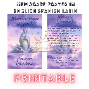 Printable Memorare Prayer in English Spanish Latin I Digital Prayer ...