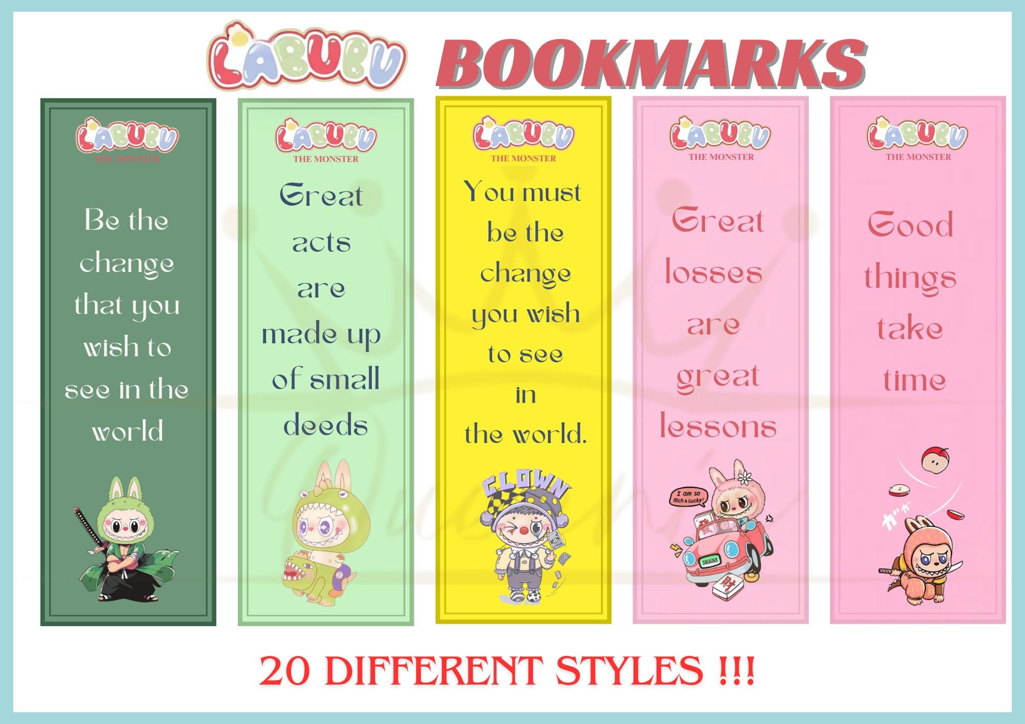 Printable Labubu Bookmark I Digital Labubu Bookmark I Downloadable ...