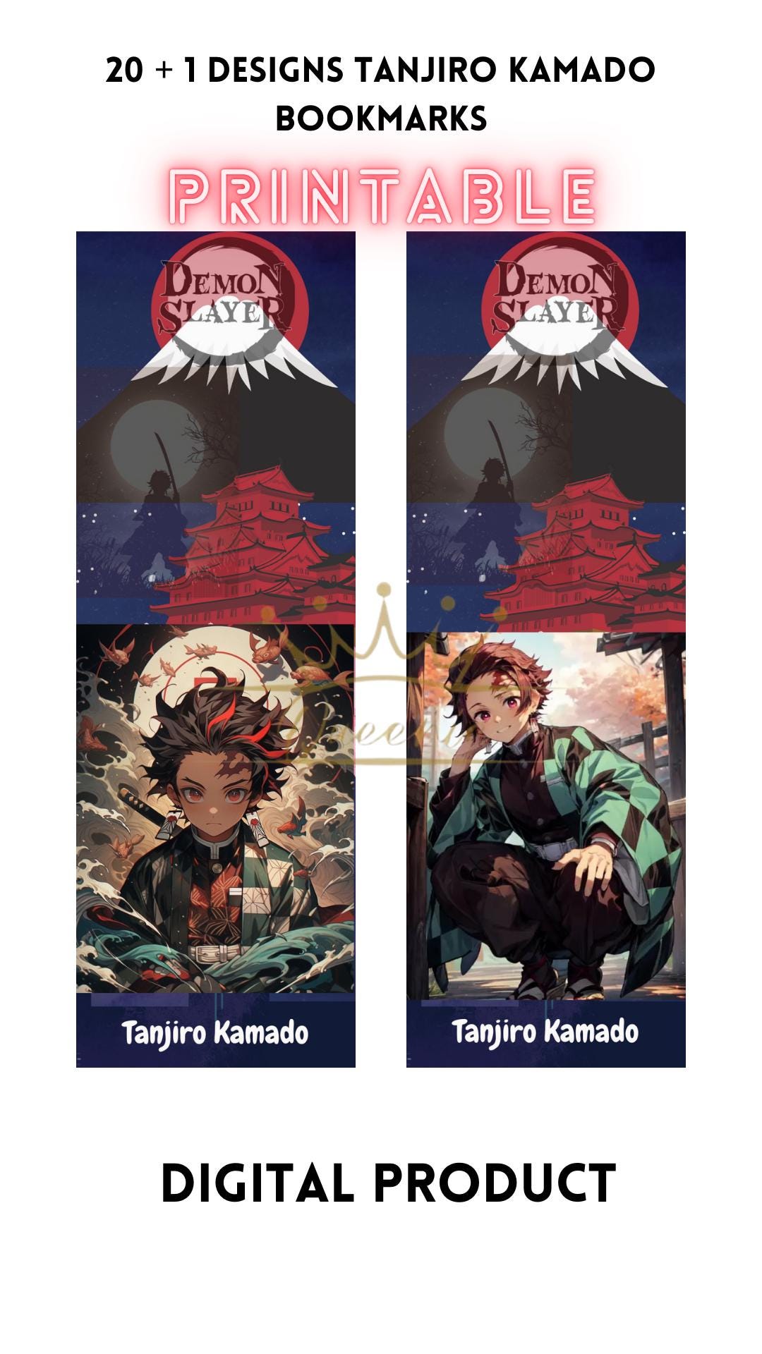 Printable Tanjiro Kamado Bookmark I Digital Demon Slayer Bookmark I ...