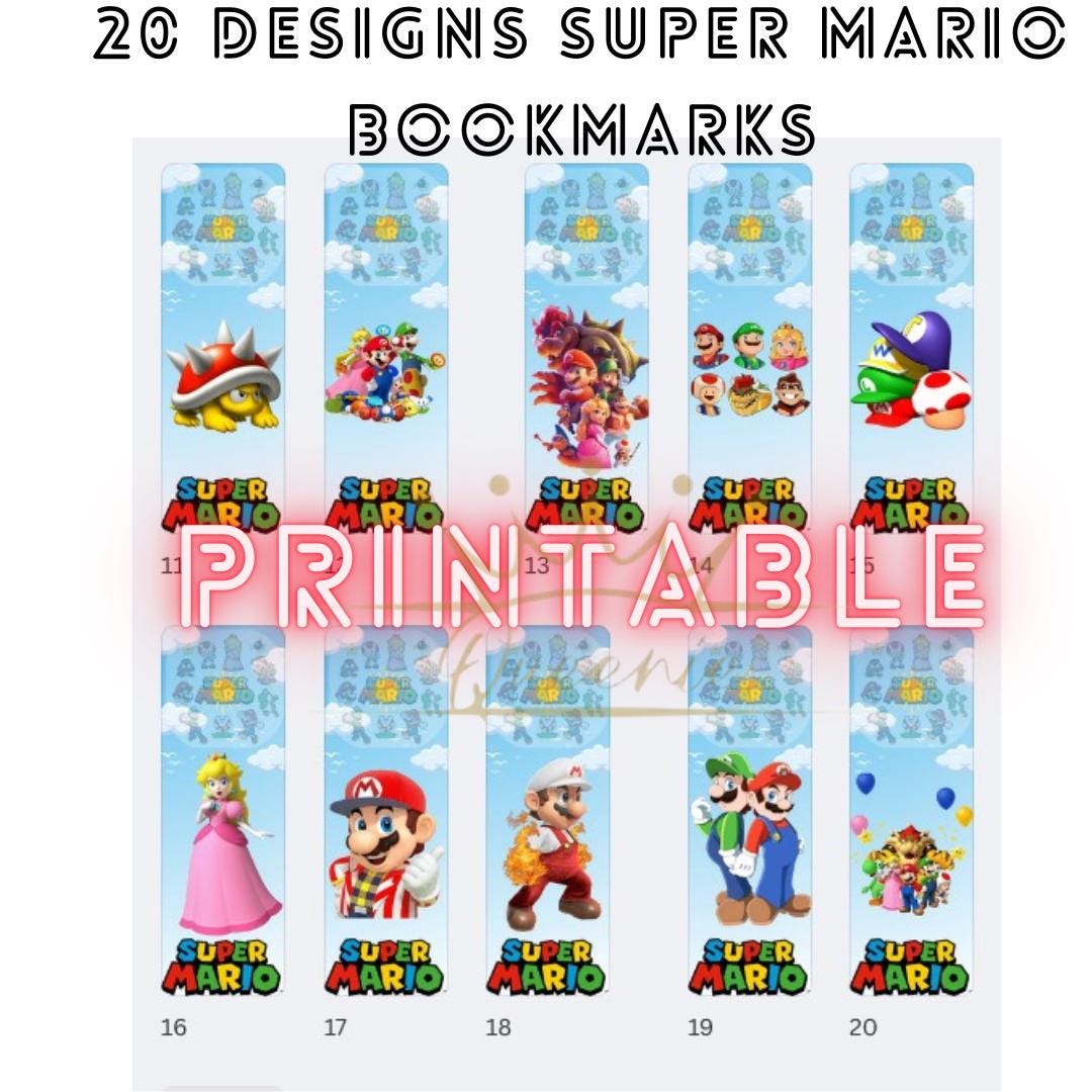 Printable Super Mario Bookmarks I Digital Mario Bros Bookmarks I ...