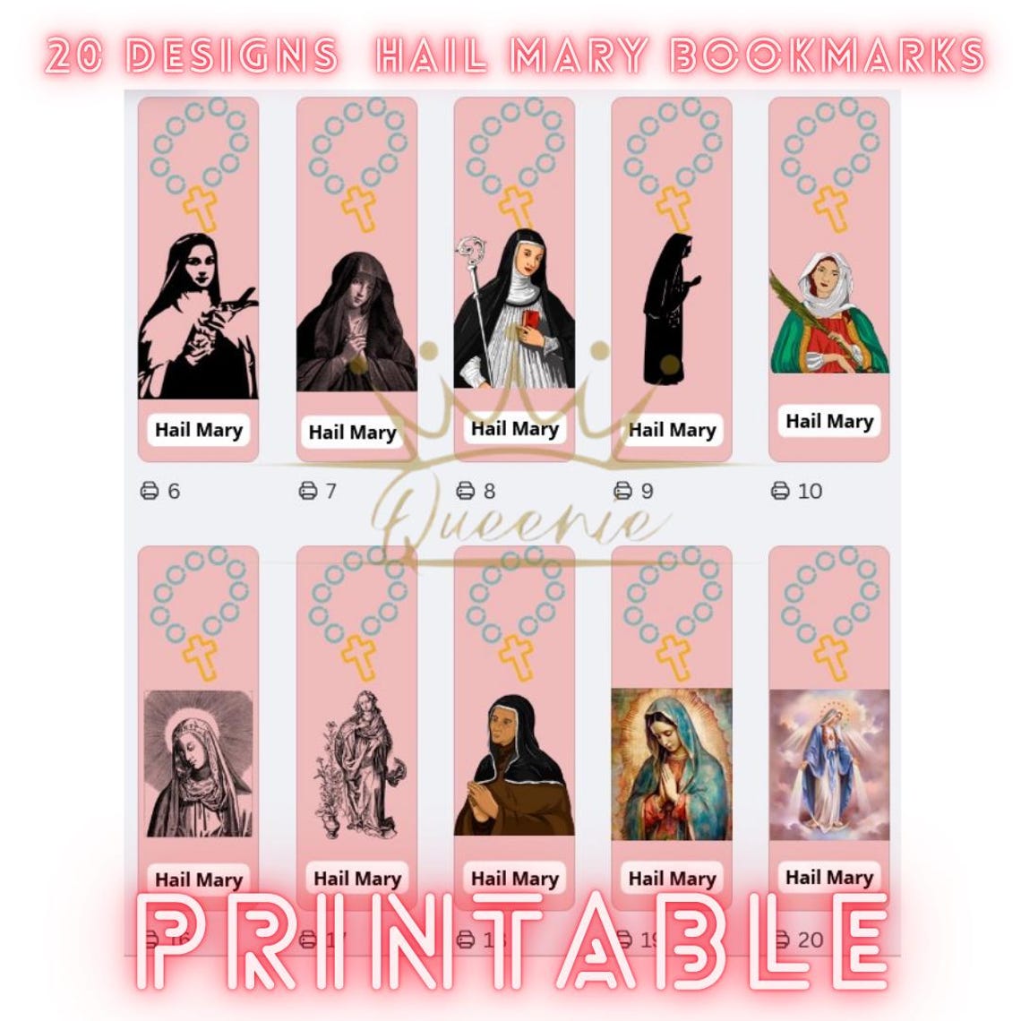 Printable Hail Mary Bookmarks: Catholic Booktag Designs (PDF Download ...