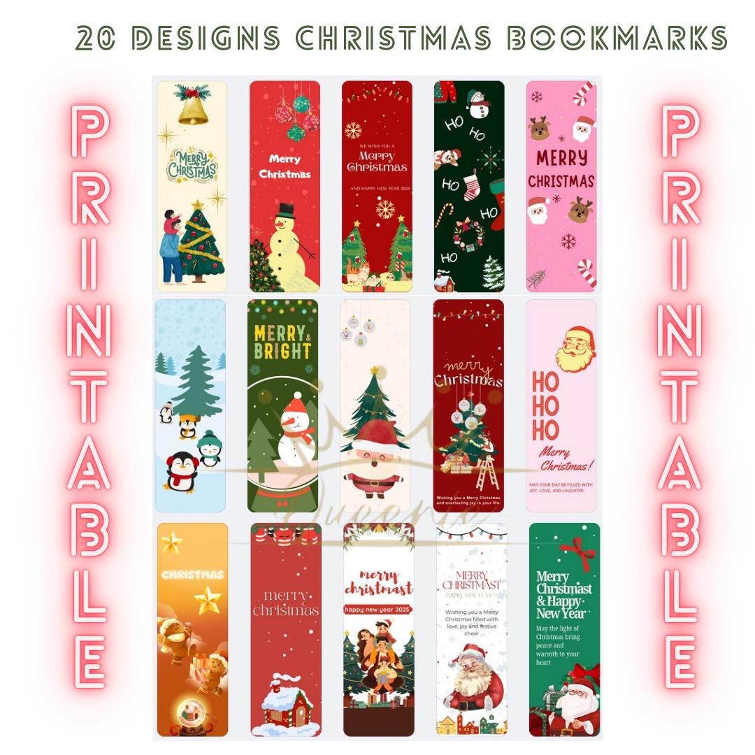 Printable Cute Christmas Bookmarks I Downloadable Colorful Christmas ...