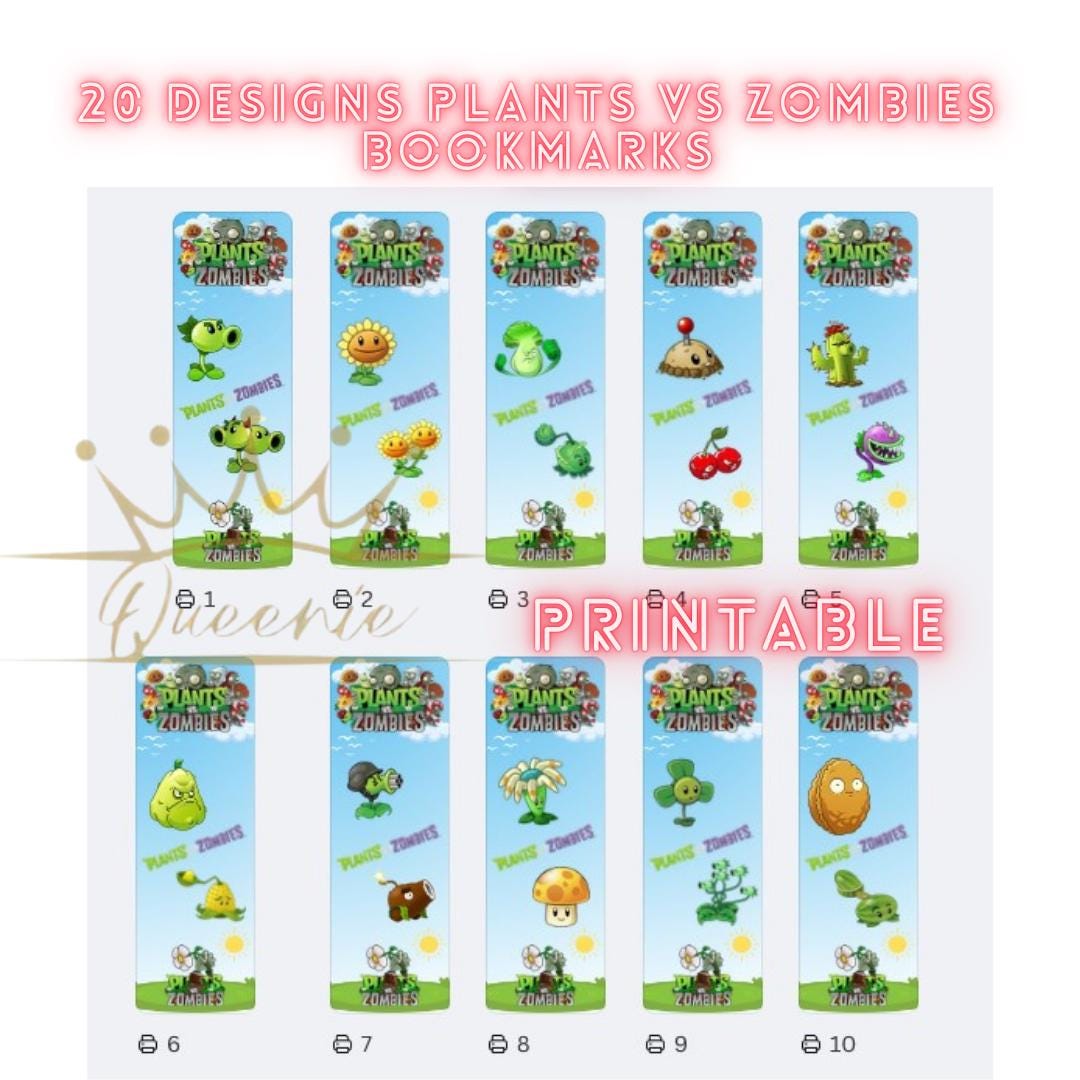 Printable Plants Vs Zombies Bookmark I Digital Plants Vs Zombies ...