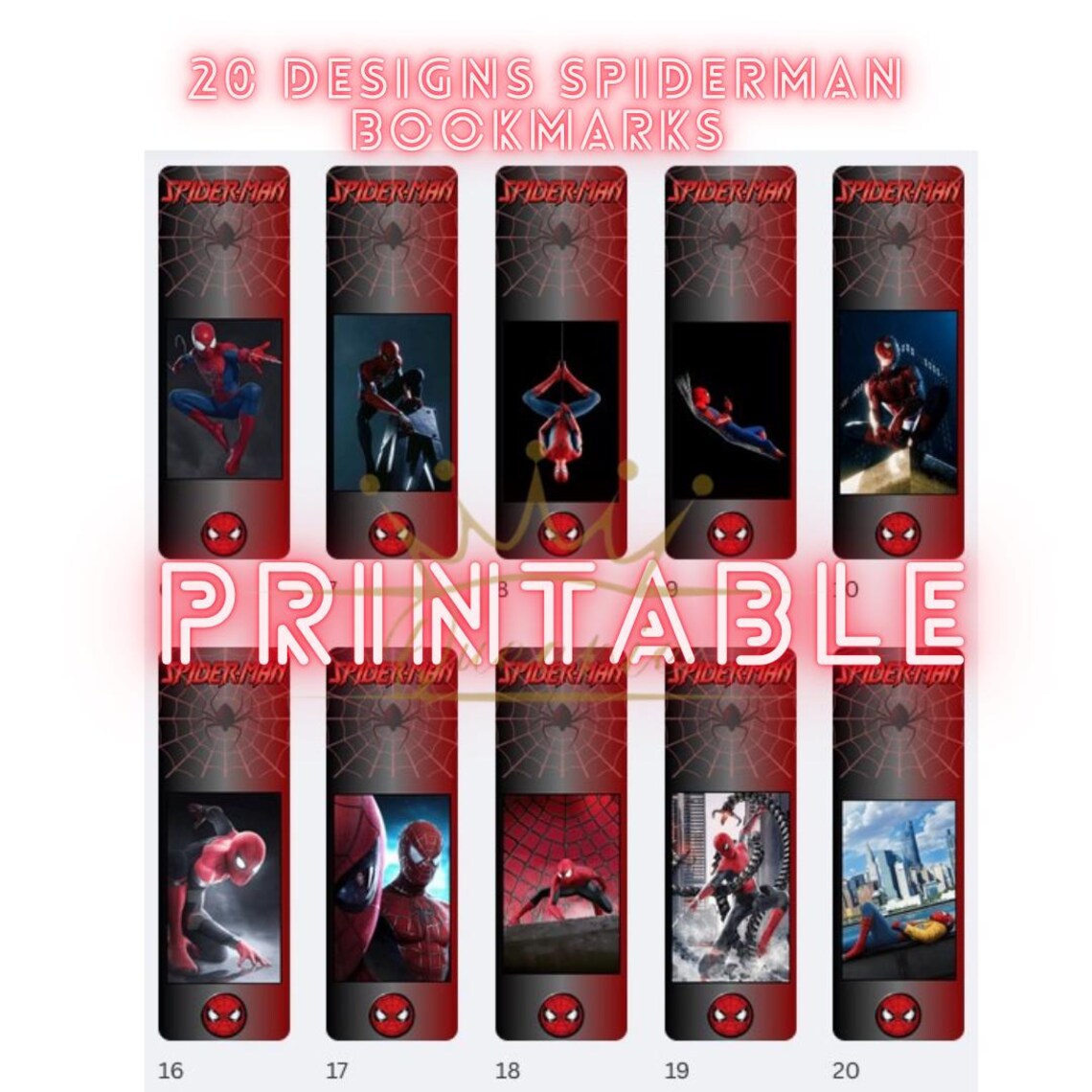 Printable Spiderman Bookmarks I Downloadable Spiderman Bookmarks I ...