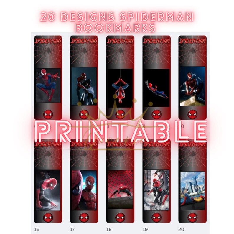 Printable Spiderman Bookmarks I Downloadable Spiderman Bookmarks I ...