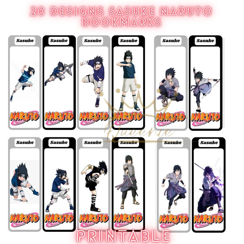 Printable Sasuke Naruto Bookmark I Digital Sasuke Naruto Bookmarks I 20 ...