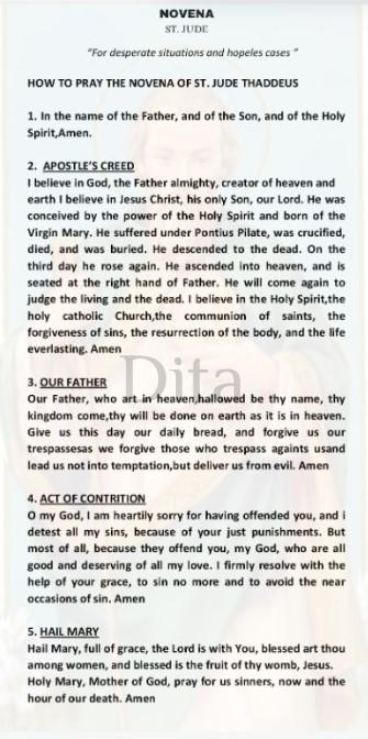 Printable St Jude Devotion/printable Saint Jude Prayer/prayer Card ...