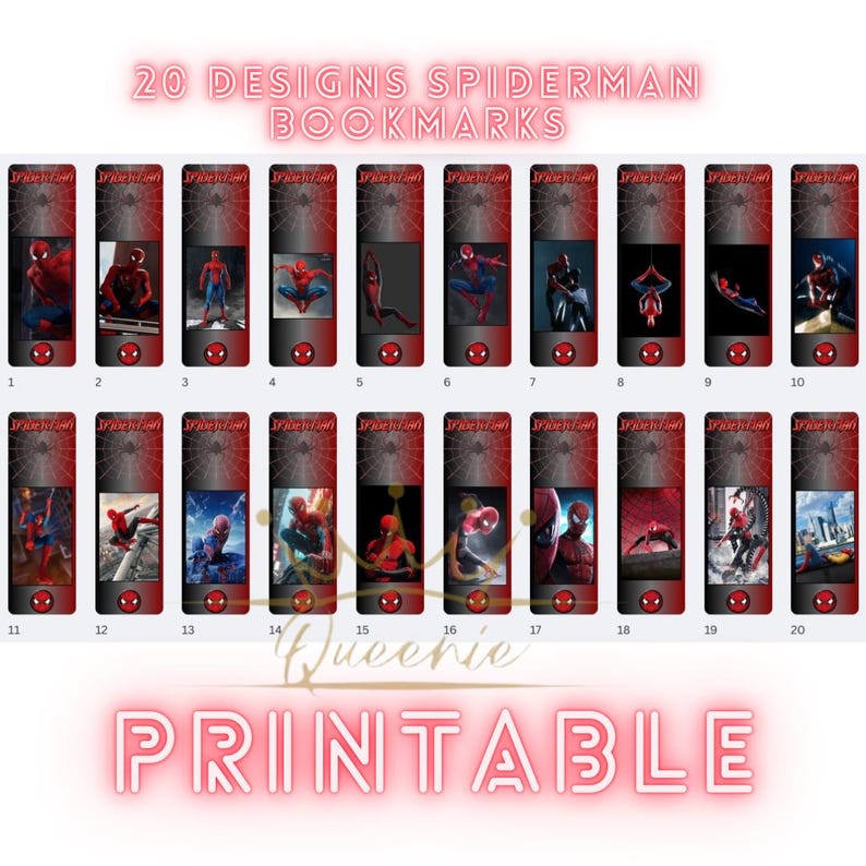 Printable Spiderman Bookmarks I Downloadable Spiderman Bookmarks I ...