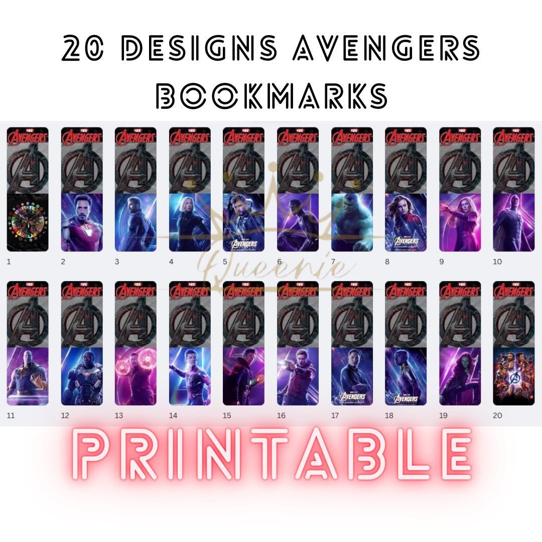 Printable Avengers Bookmarks I Digital Marvel Avengers Assemble ...