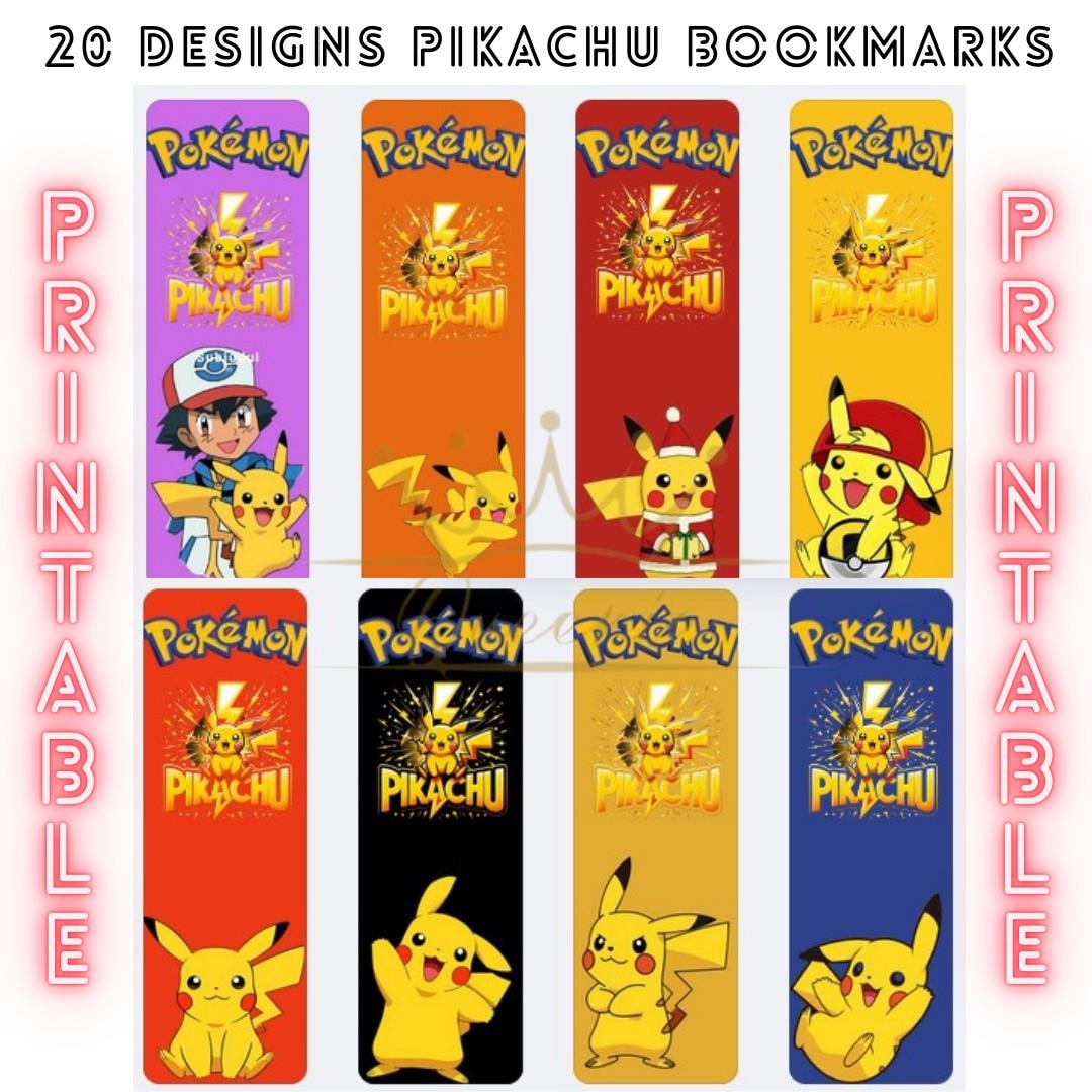Printable Pikachu Pokédex Series Bookmarks I Digital Pikachu Pokédex ...