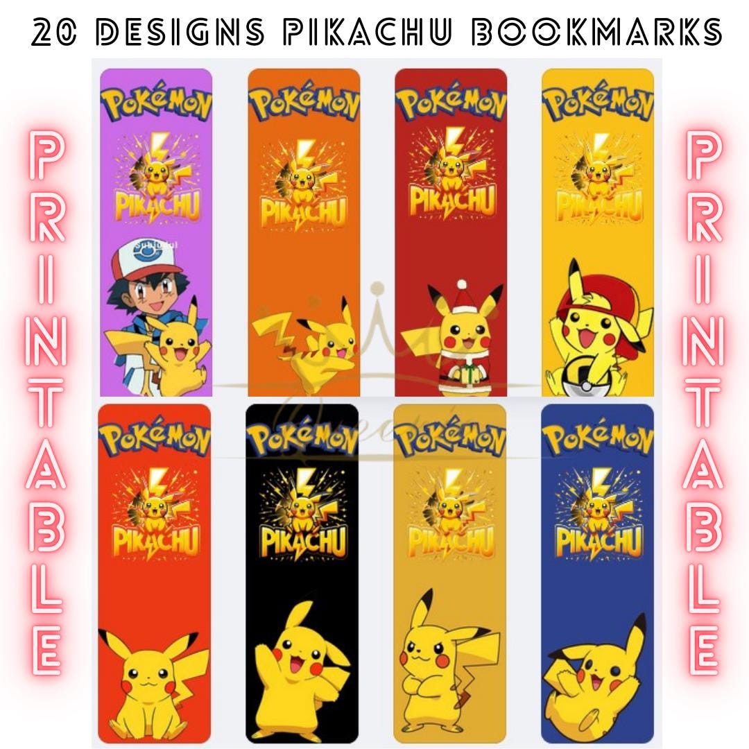Printable Pikachu Pokédex Series Bookmarks I Digital Pikachu Pokédex ...