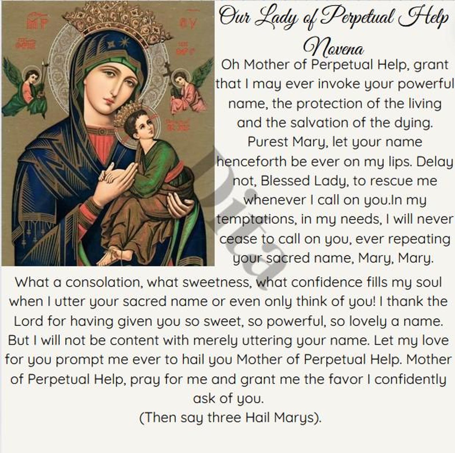 Printable Our Lady of Perpetual Help Novena I Powerful Novena Our ...