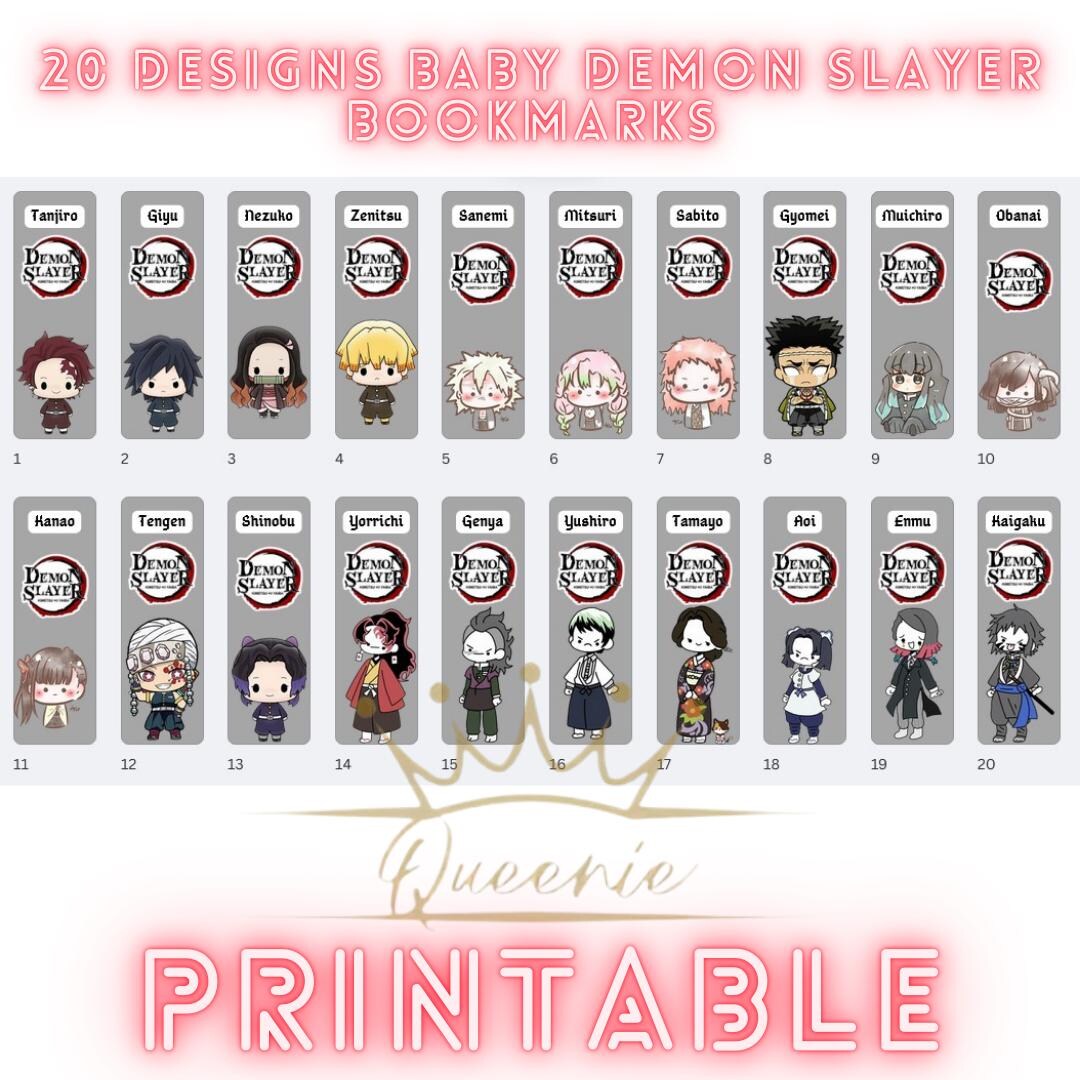 Printable Baby Demon Slayer Bookmark I Digital Baby Tanjiro I Baby Giyu ...