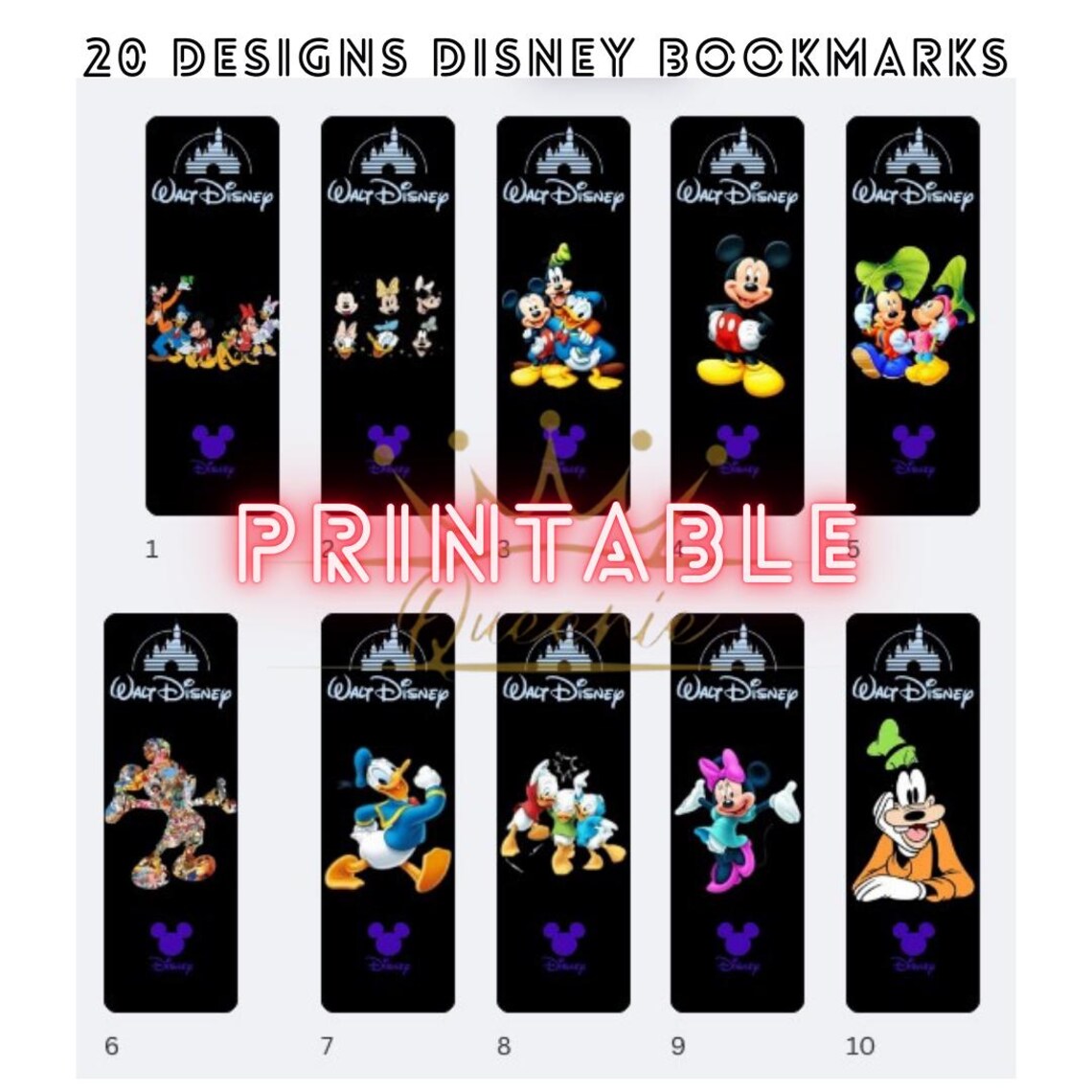 Printable Mickey Disney Bookmarks I Digital Minnie Donald Duck ...