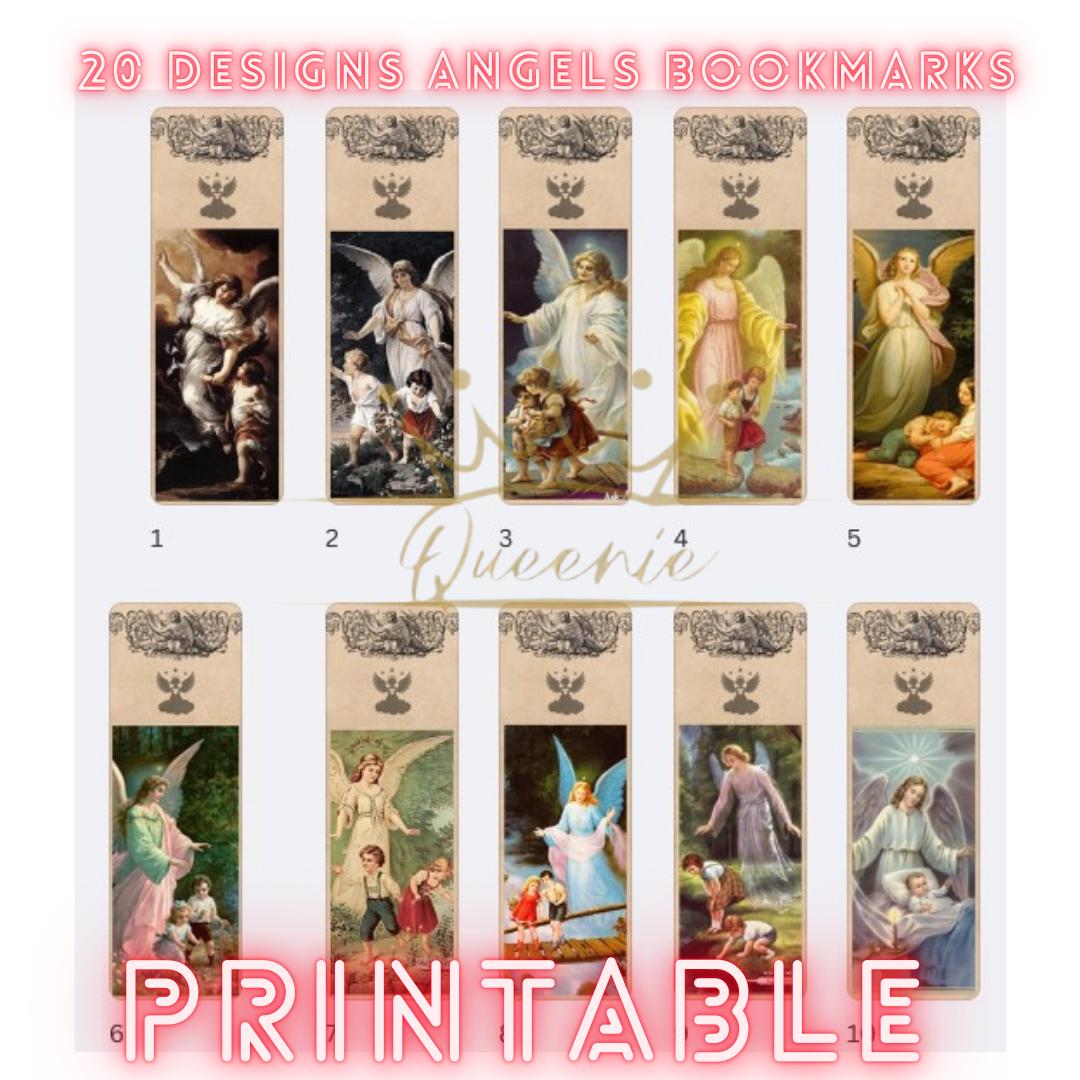 Printable Angel Bookmarks: 20 Guardian Angel Designs (PDF) - Etsy
