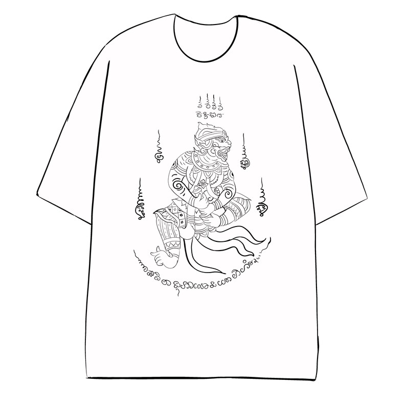 Monkey God Hanuman Sak Yant Thai Traditional Tattoo Idea T Shirt Print ...