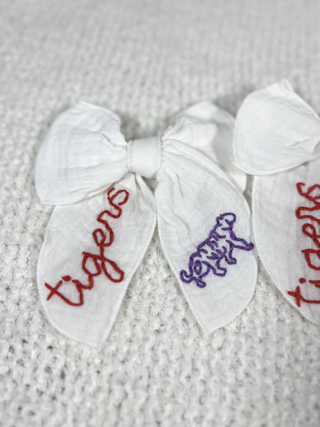 Hand Embroidered Clemson Tigers Bow, Girls Hair Clip - Etsy