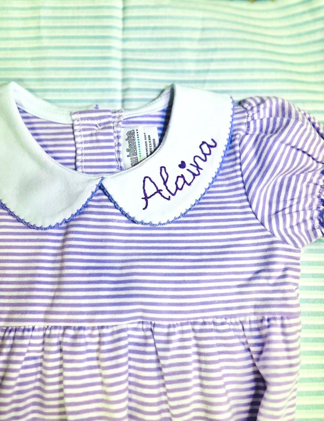 Hand Embroidered Peter Pan Collar Girls Baby Toddler Bubble or Dress ...