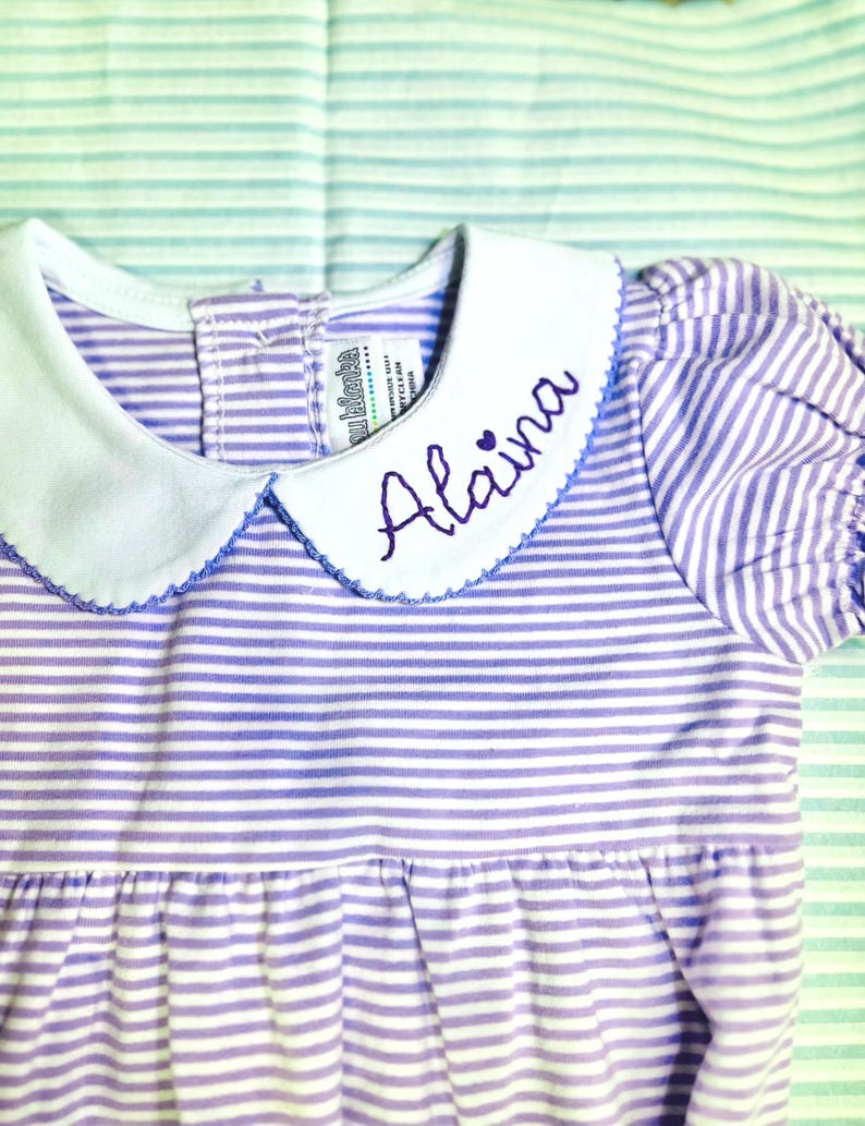 Hand Embroidered Peter Pan Collar Girls Baby Toddler Bubble or Dress ...