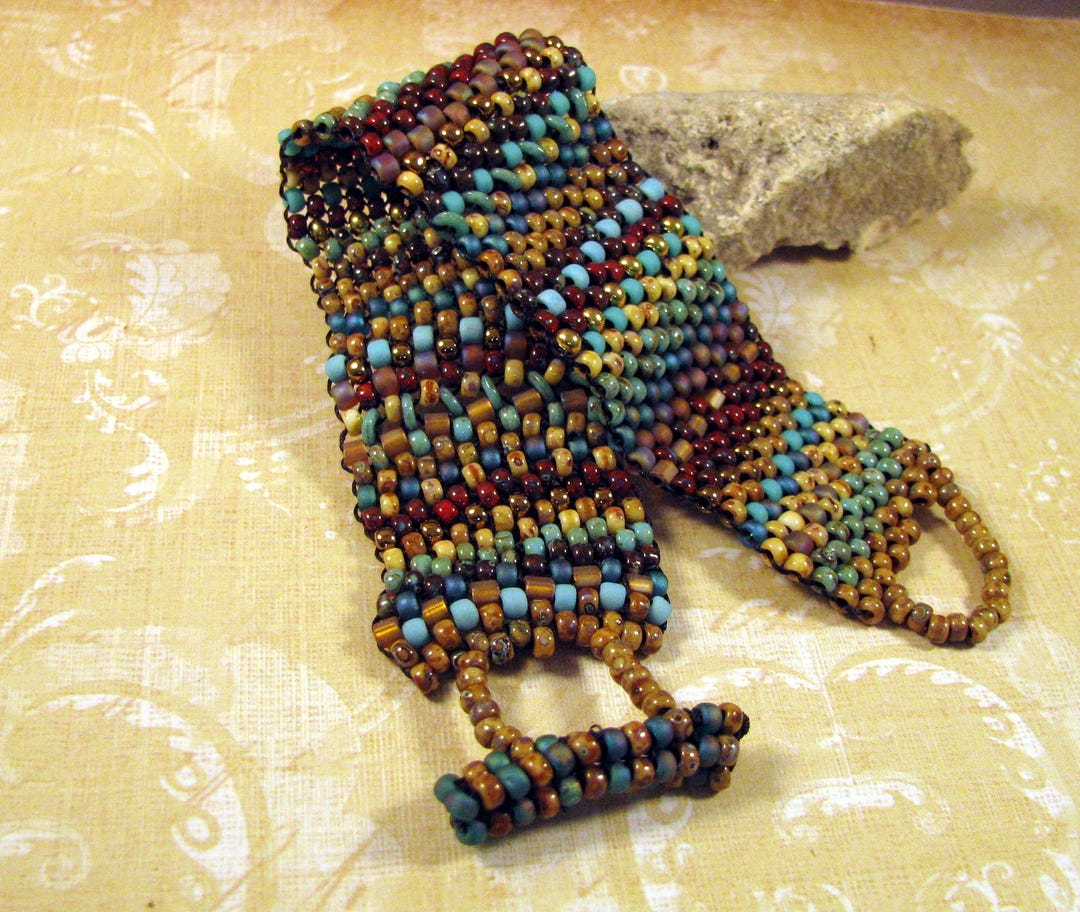 Beaded Freeform Peyote Stitch Bracelet by Monaslampwork on Etsy Seed ...
