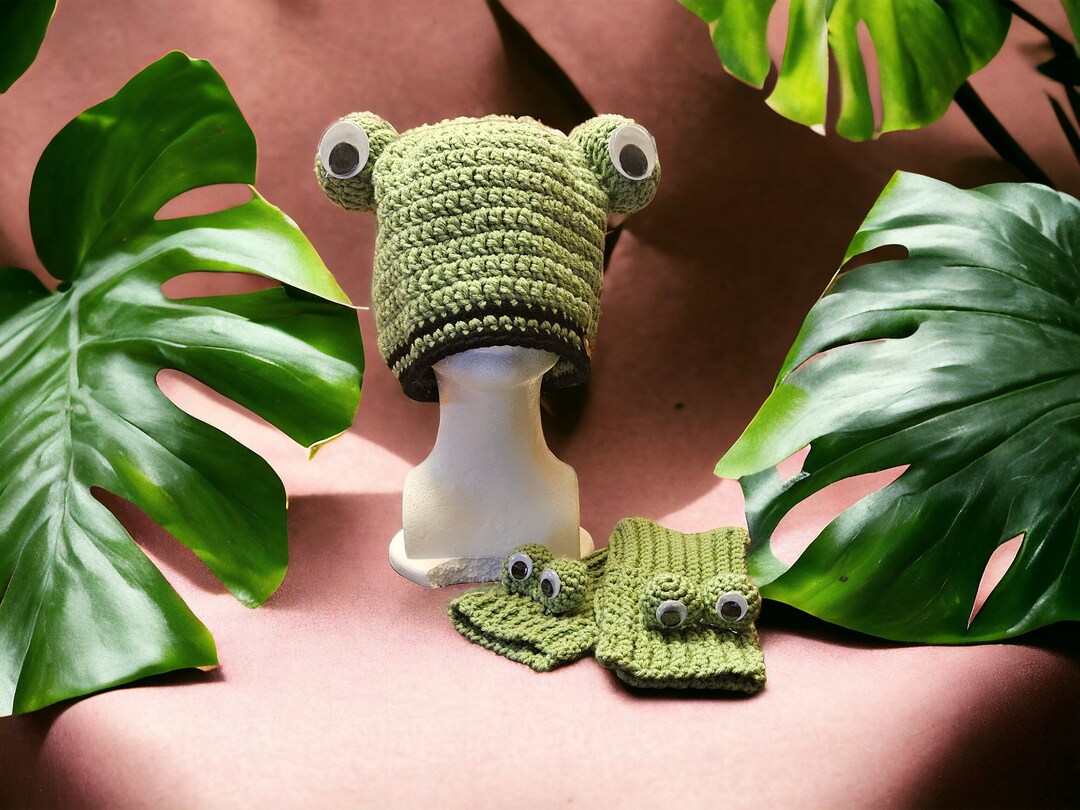 Crochet Frog Hat and Glove Set Adult Size - Etsy