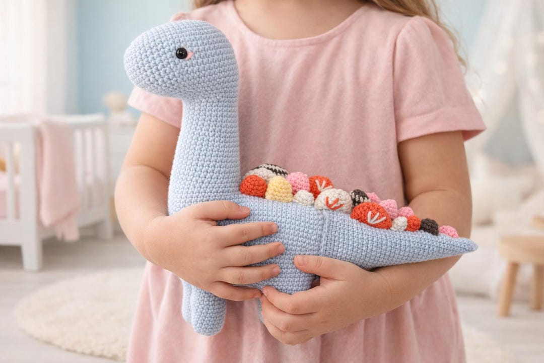 Handmade Crochet Dinosaur Toy - Amigurumi Dino - Nursery Decor - Pica ...