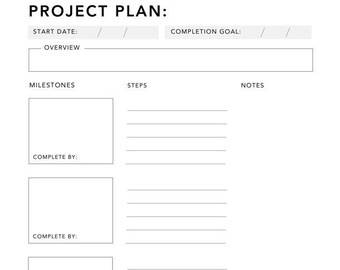Minimal Project Planning Guide/outline Printable Template - Etsy