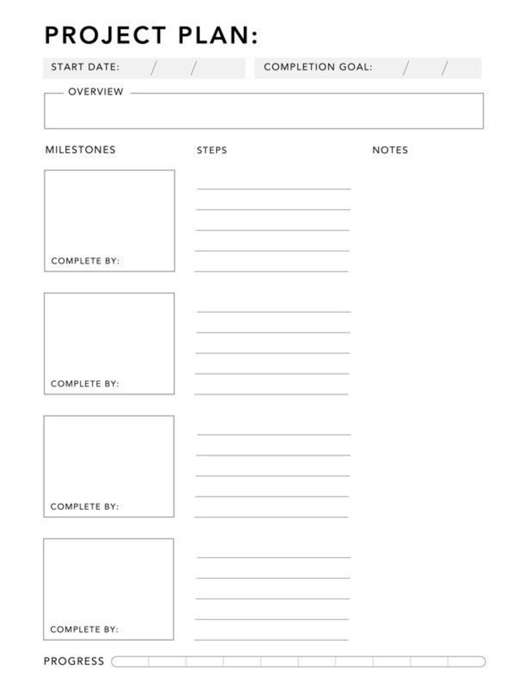 Minimalist Project Planning Template - Etsy