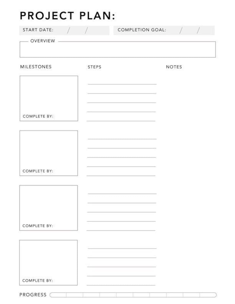 Minimalist Project Planning Template - Etsy