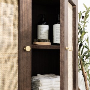 Solid Wood and Cane Webbing Wall Cabinet | Storage for Kitchen ...