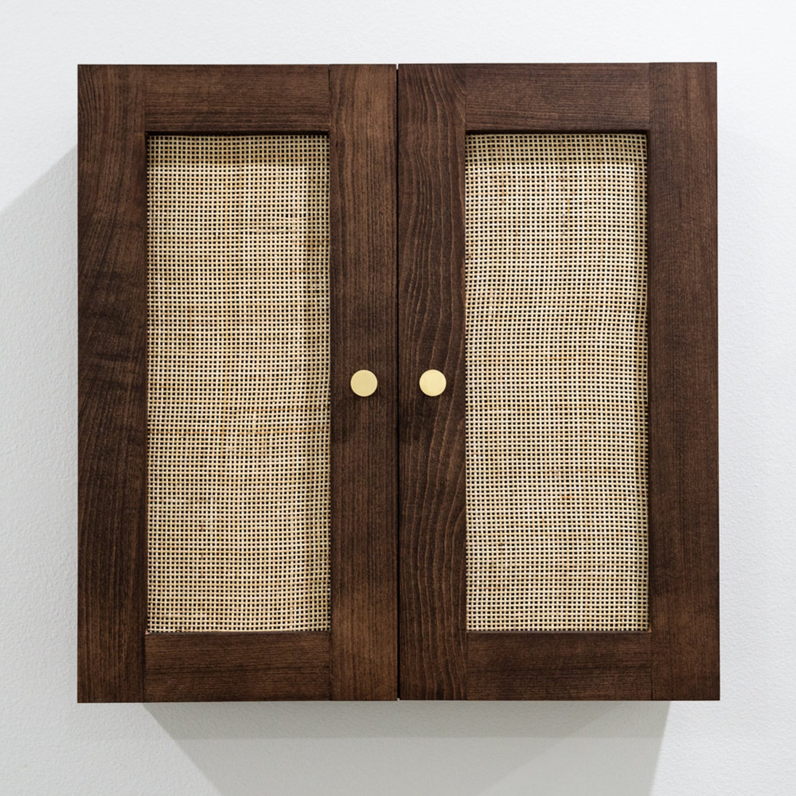 Solid Wood and Cane Webbing Wall Cabinet | Storage for Kitchen ...