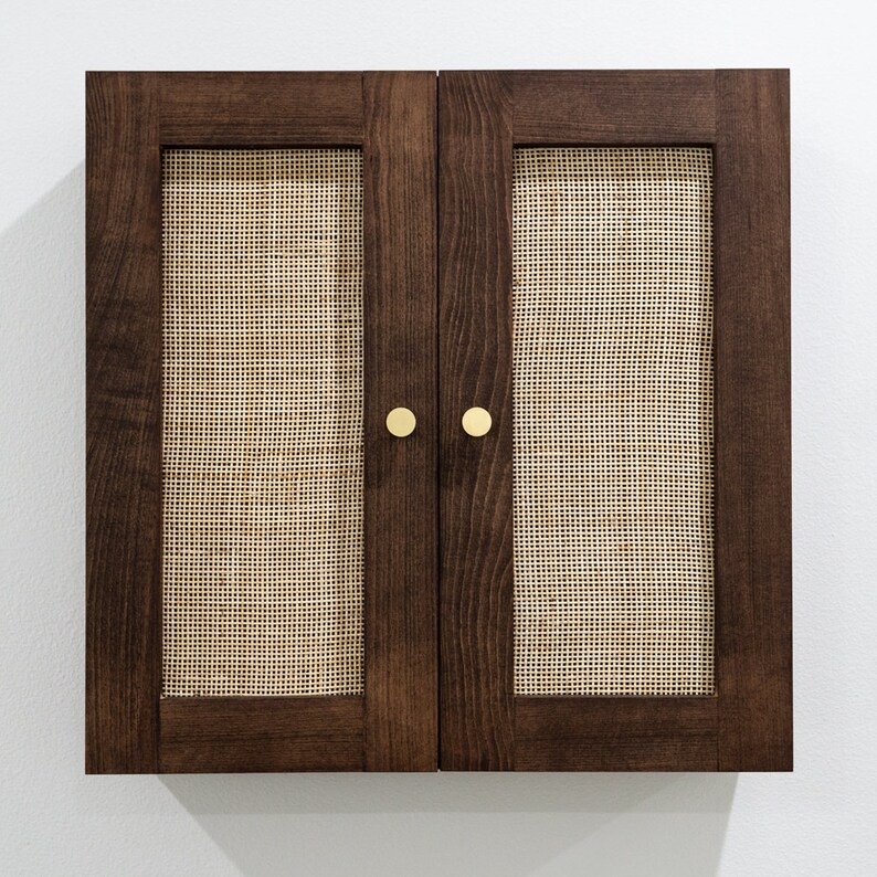 Solid Wood and Cane Webbing Wall Cabinet | Storage for Kitchen ...