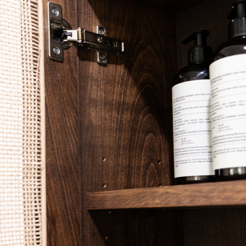 Solid Wood and Cane Webbing Wall Cabinet | Storage for Kitchen ...