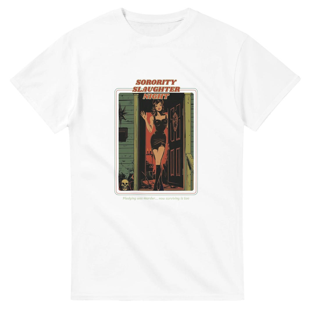 Sorority Slaughter Night Retro VHS Horror Heavyweight Unisex Crewneck T ...
