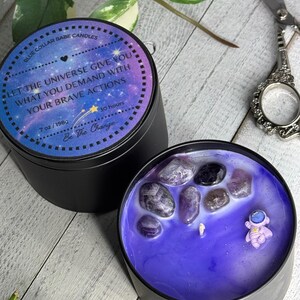 Amethyst Space Candle: Eco Glitter Soy Candle, Witchy Gift - Etsy
