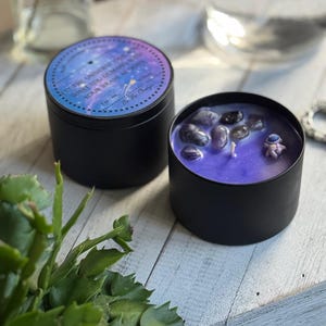 Amethyst Space Candle: Eco Glitter Soy Candle, Witchy Gift - Etsy