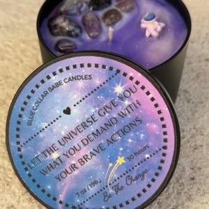 Amethyst Space Candle: Eco Glitter Soy Candle, Witchy Gift - Etsy