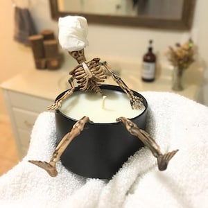 Skeleton Bath Soy Candle: Spooky Halloween Bathroom Decor - Etsy
