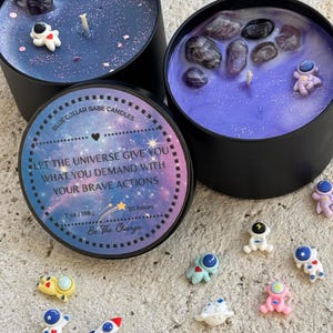 Amethyst Space Candle: Eco Glitter Soy Candle, Witchy Gift - Etsy