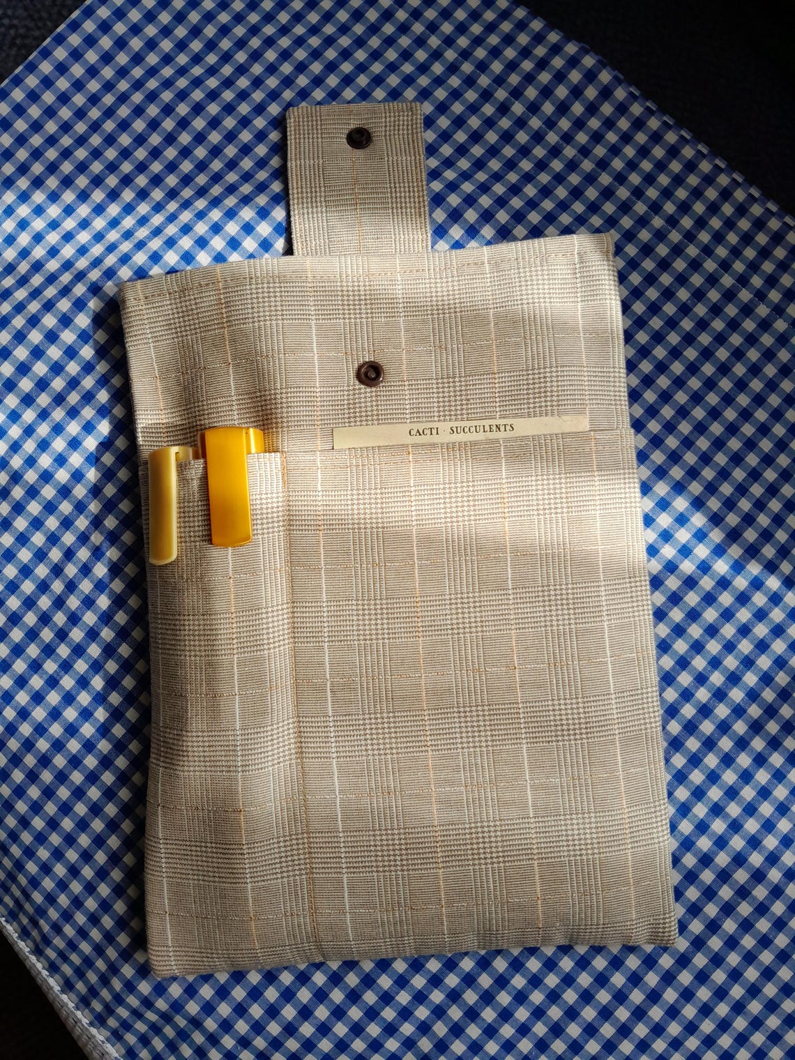 Beige Plaid Book Carrier With Extra Front Pockets Ready to Ship book ...