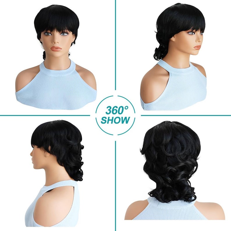 Wig Short Loose Wave Glueless No Lace Brazilian Wigs for Women Wear and ...