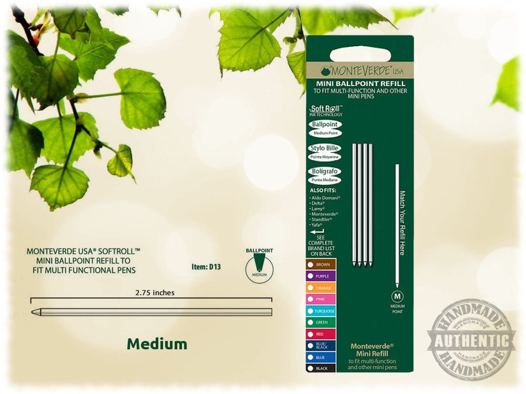 4 Pack D1 Mini Format Ballpoint Pen Refills, Medium Point - Monteverde ...