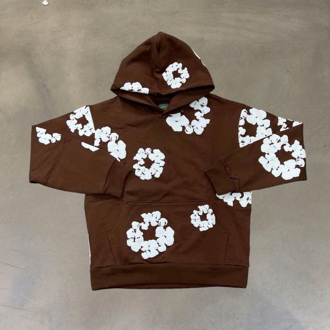 Denim Tears the Cotton Wreath Brown Hoodie Pullover Floral Print Flower ...