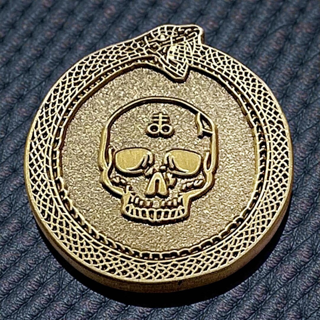 Leviathan Cross Skull Brooch, Ouroboros Snake Pin, Gothic Alchemy Skull ...