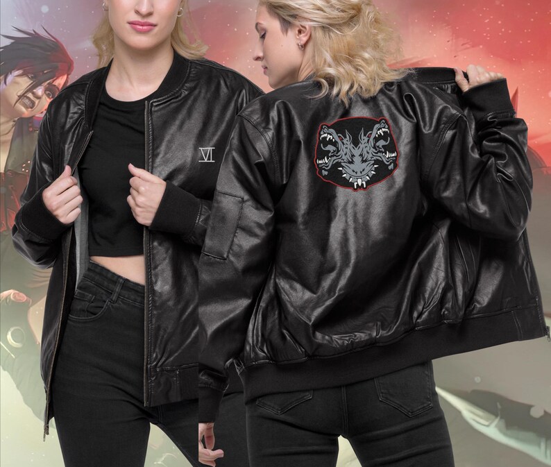 VI Arcane Pit Fighter Leather Bomber Embroidery Jacket | Cosplay ...