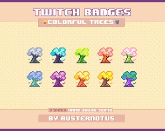 Colorful Trees Twitch Badges 10 Twitch Sub Bit Badges 3 Sizes Ready to ...