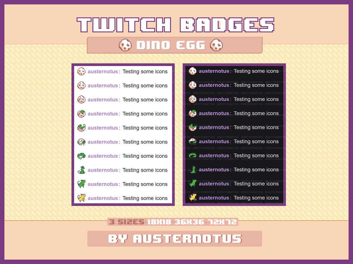 Dinosaur Evolution Pixel Art Twitch Badges | Custom Sub Icons | Dino ...