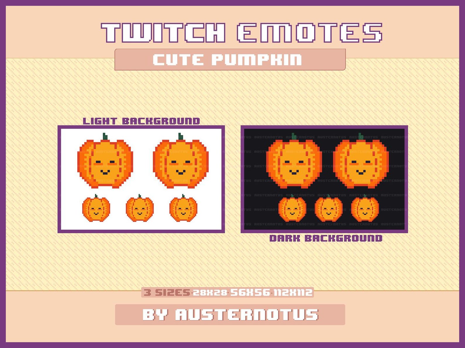 Cute Pumpkin Pixel Art Halloween Twitch Emote | Seasonal Streamer Emote ...