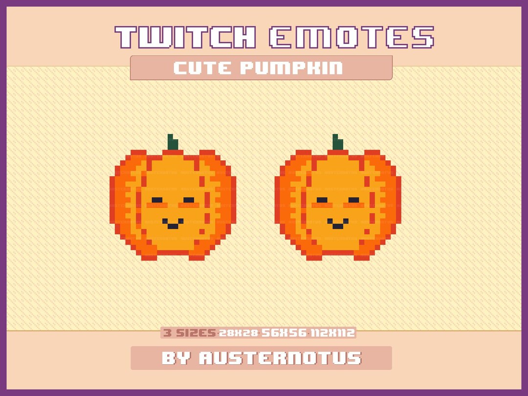 Cute Pumpkin Pixel Art Halloween Twitch Emote | Seasonal Streamer Emote ...